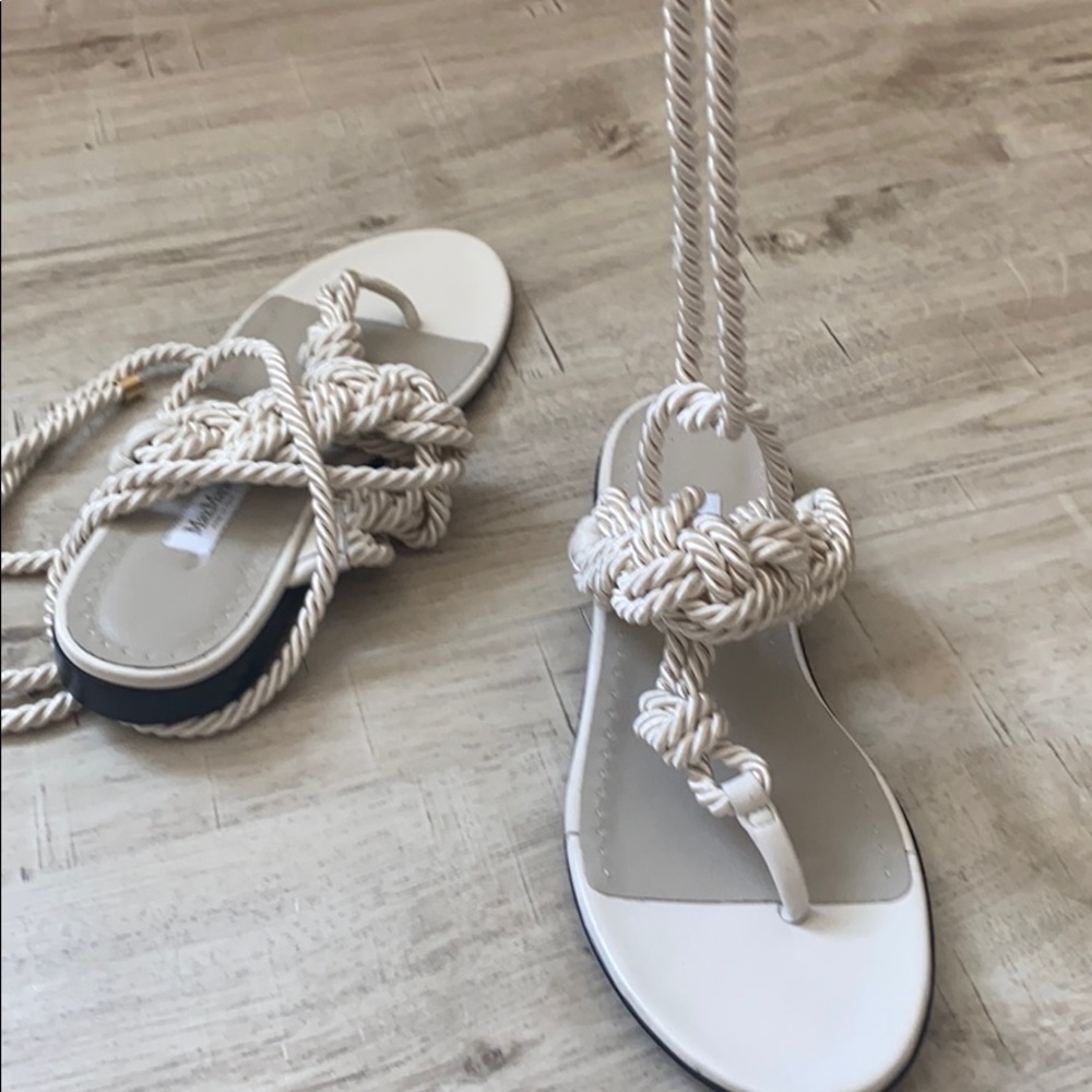 Max Mara Cream Rope Flat Sandals - Gem